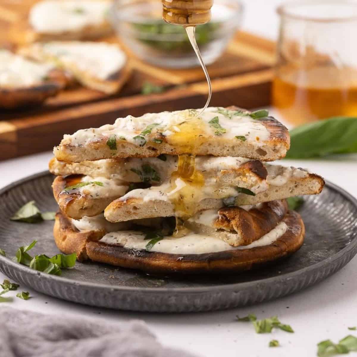 Grilled Flatbread with Herbed Ricotta and Honey (Easy Summer Appetizer ...