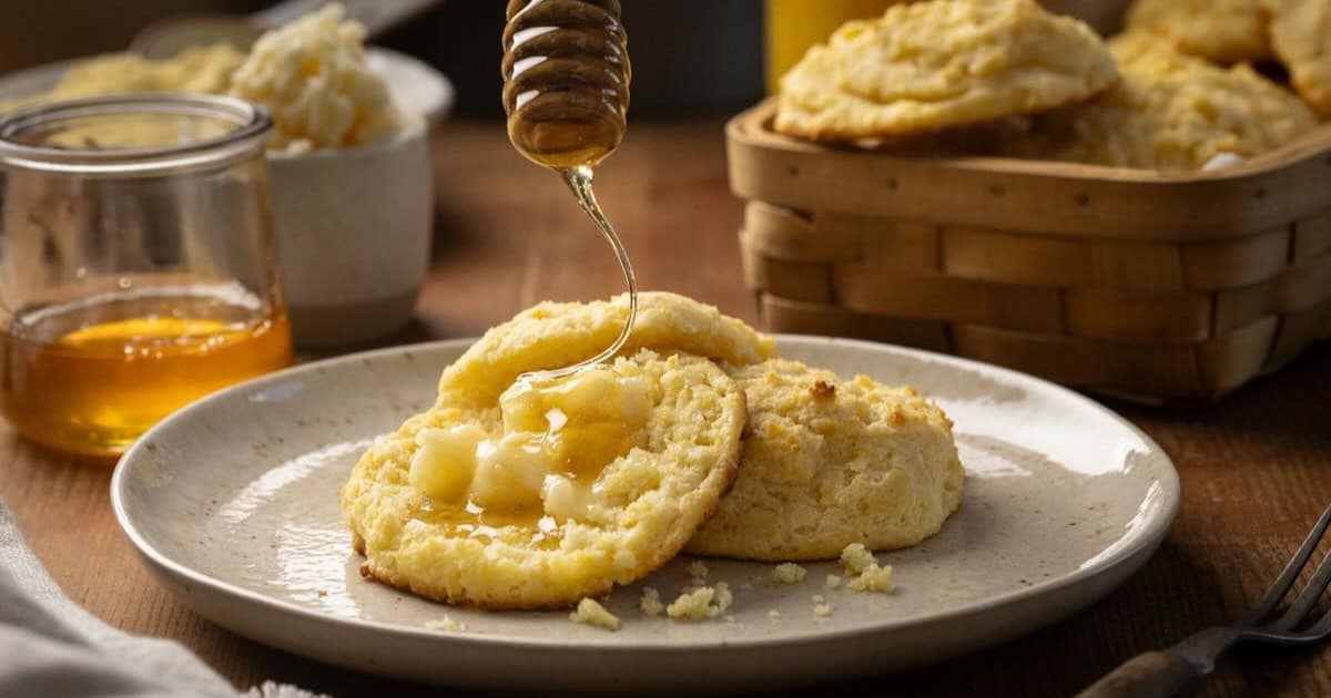 Flaky Honey Butter Biscuits – Easy Drop Cornmeal Biscuits