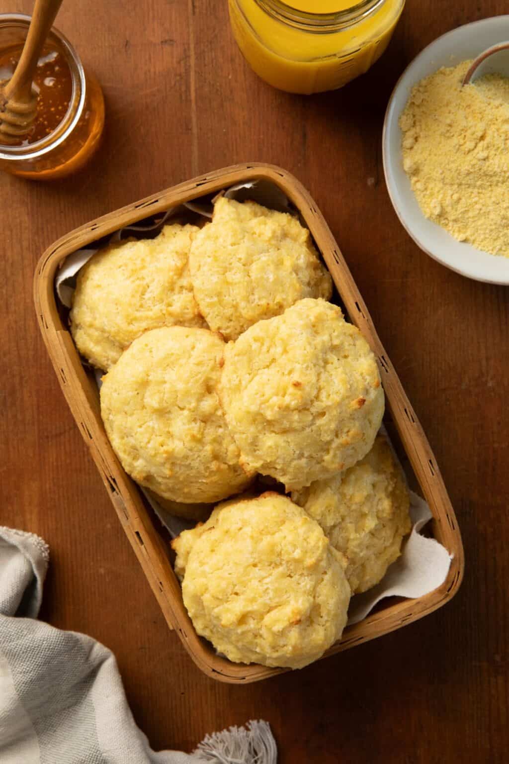 Flaky Honey Butter Biscuits – Easy Drop Cornmeal Biscuits