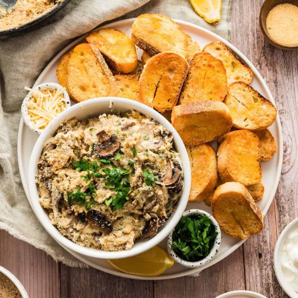 Cheesy Mushroom Dip – Easy Hot Skillet Appetizer